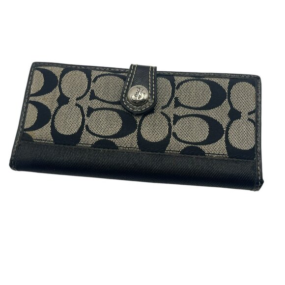 Coach | Bags | Coach Vintage Tan And Black C Print Button Clasp Wallet ...